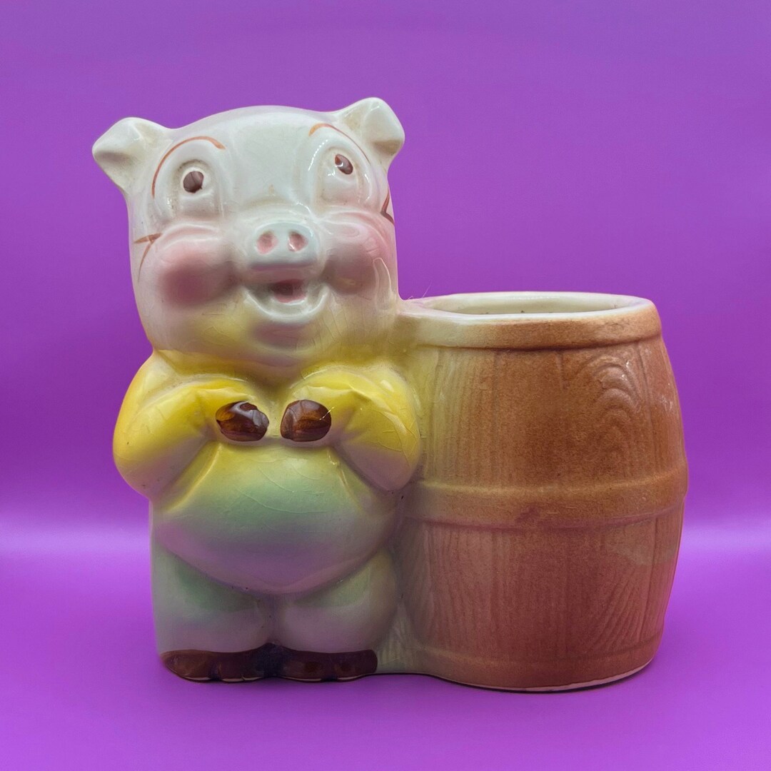 Vintage Pig and Barrel Planter - Etsy