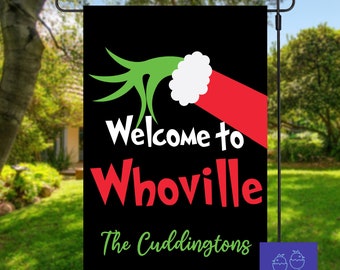 The Grinch Flag, Funny Merry Christmas House Flag, Grinch Garden Flag ...