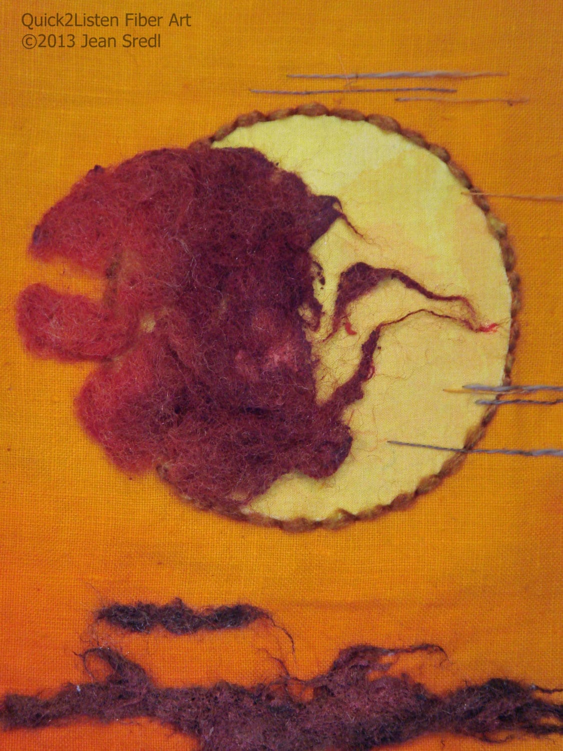 Art Quilt RED OCTOBER Textile Fiber Art Landscape Art Quilt in Reds ...