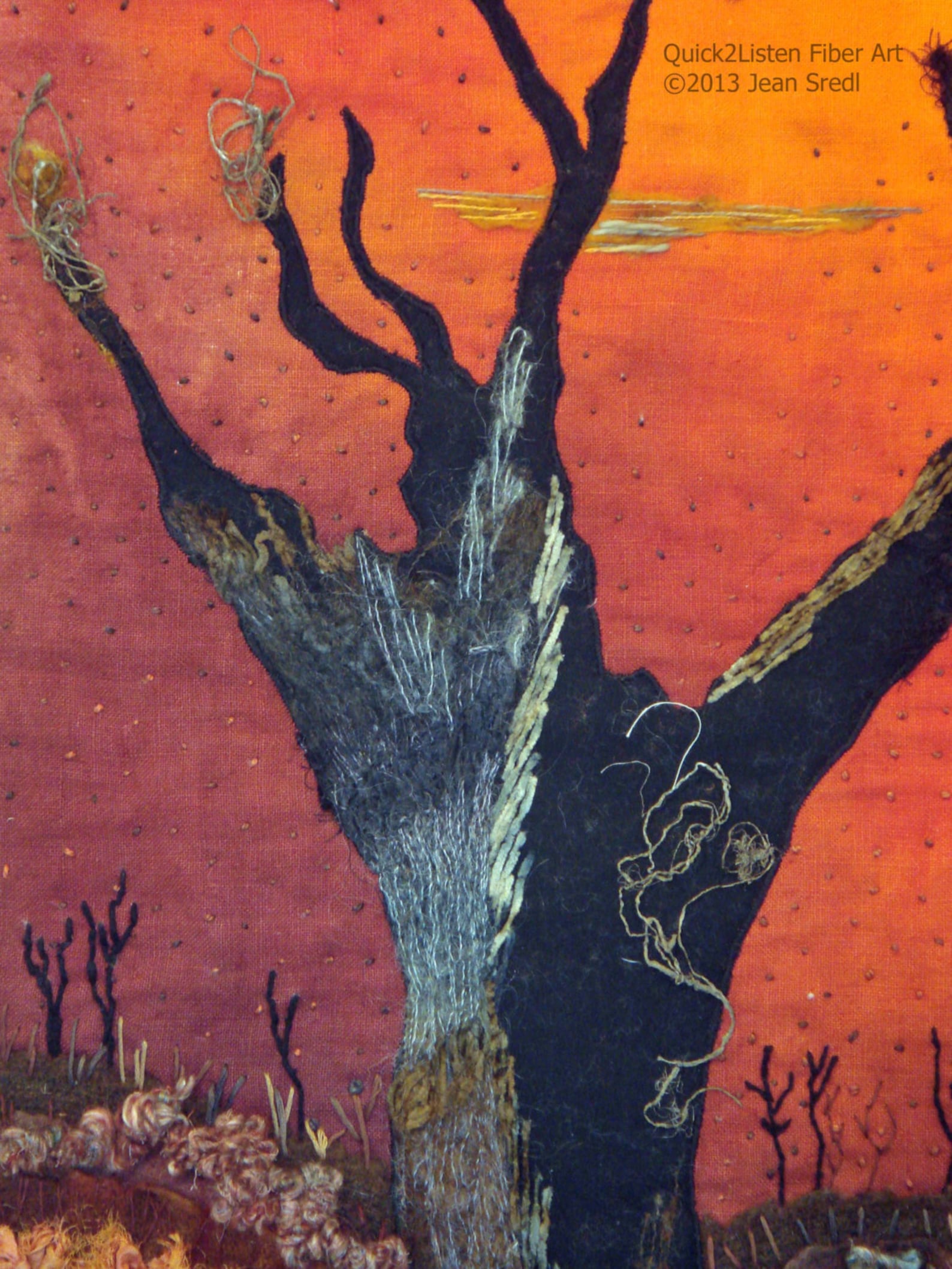 Art Quilt RED OCTOBER Textile Fiber Art Landscape Art Quilt in Reds ...