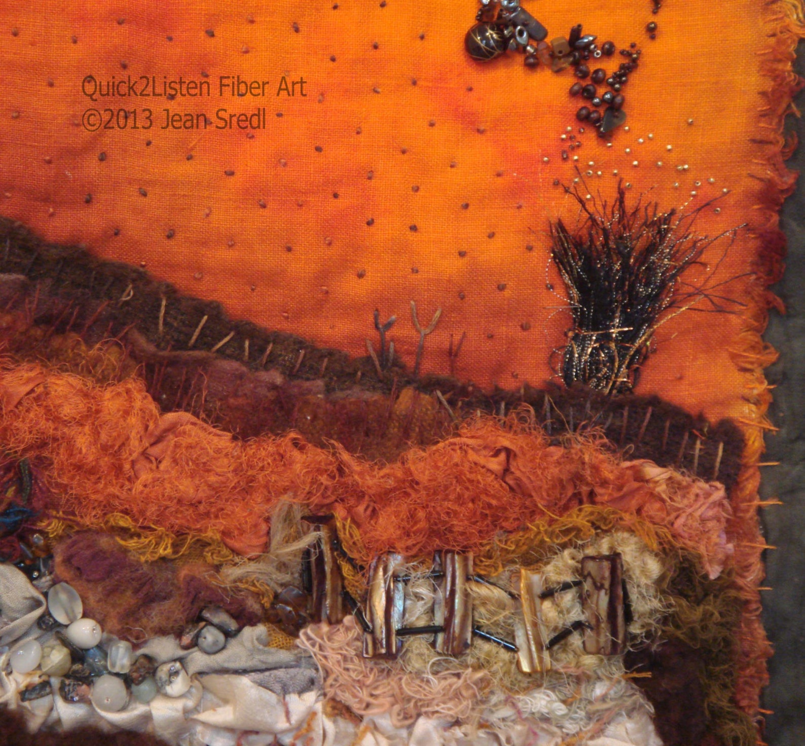 Art Quilt RED OCTOBER Textile Fiber Art Landscape Art Quilt in Reds ...