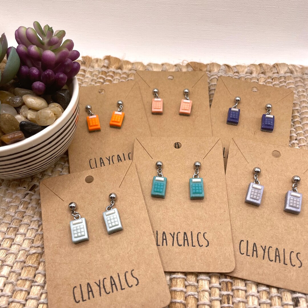 Purple, Orange, Turquoise Calculator Earrings, Math Teacher Earrings ...