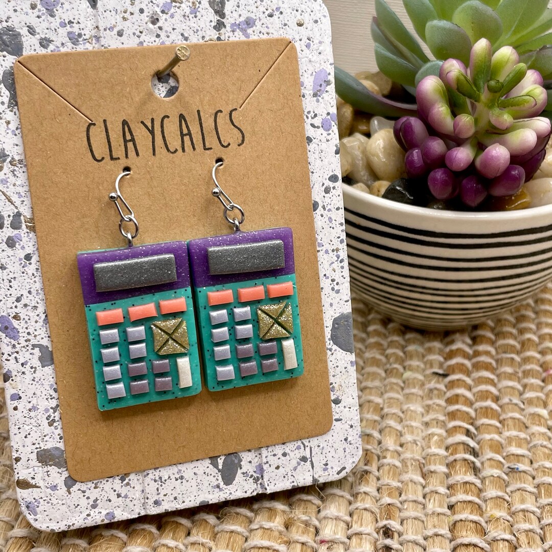 Calculator Earrings Purple and Turquoise Nerdy Earrings, Math Teacher ...