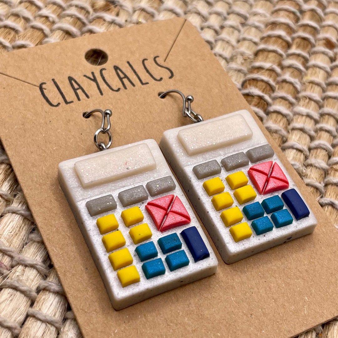 Calculator Earrings, Pink Blue Green Yellow, Math Teacher Gift, Teacher ...