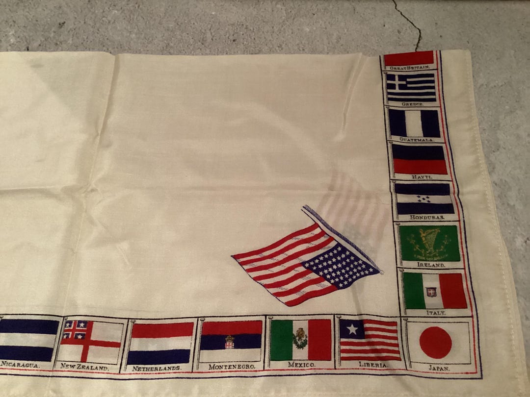 RARE 1890s Antique Silk Scarf Handkerchief Featuring World Flags - Etsy