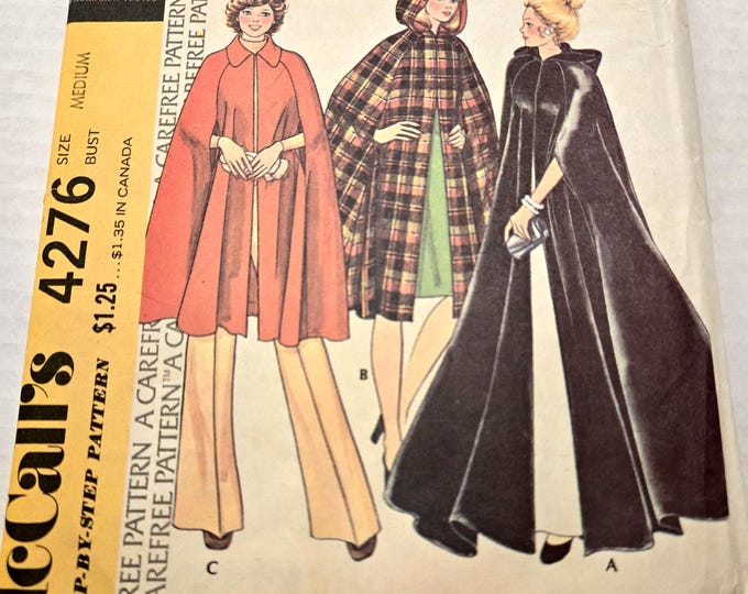 1970s Hooded Cape Vintage Sewing Pattern / Mccalls 4276 / Medium ...