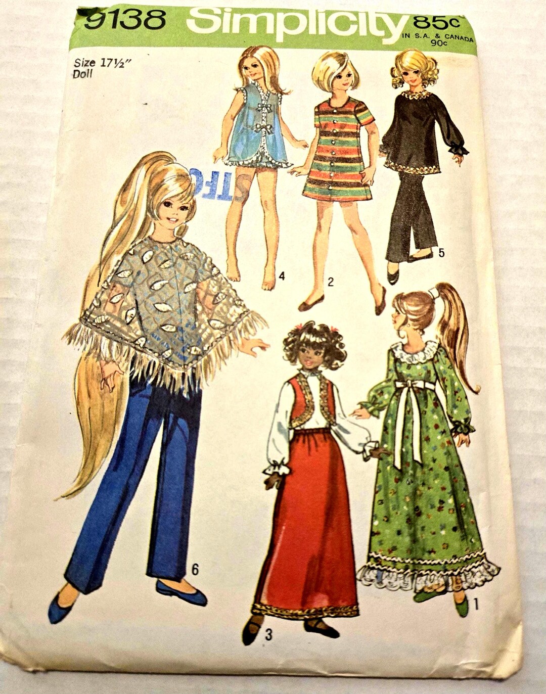 1970s Teen Doll Clothing Vintage Pattern / Simplicity 9138 / 17.5 Inch ...