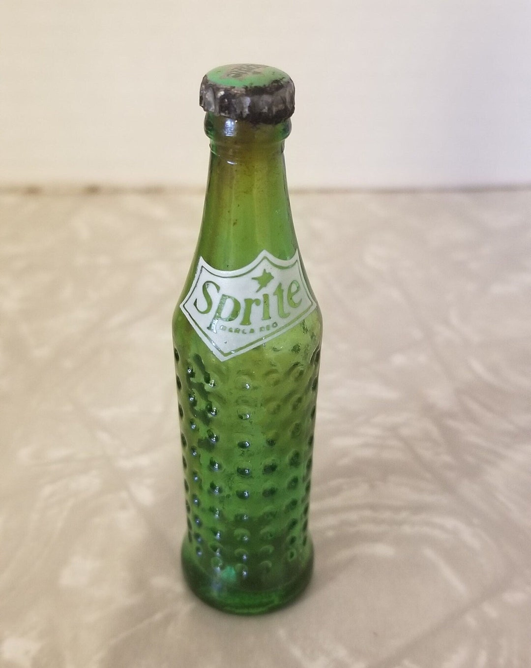 Vintage Mini Glass Sprite Soda Bottle With Dimples and Cap 1960s - Etsy