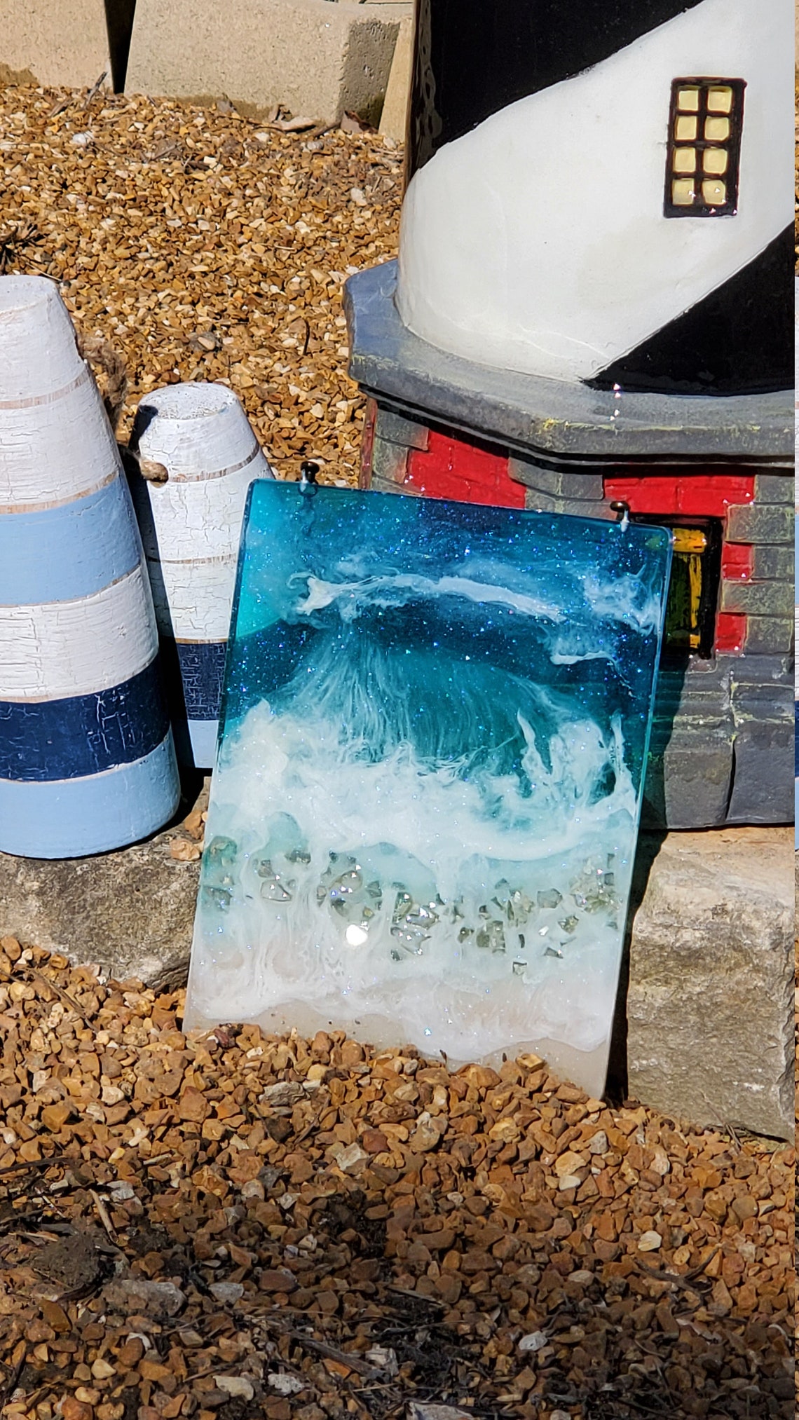 Memorial Ocean resin art with ashes | Etsy
