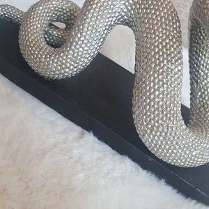 Vintage Silver Snake Sculpture, Realistic Statue Home Decor, Snake ...