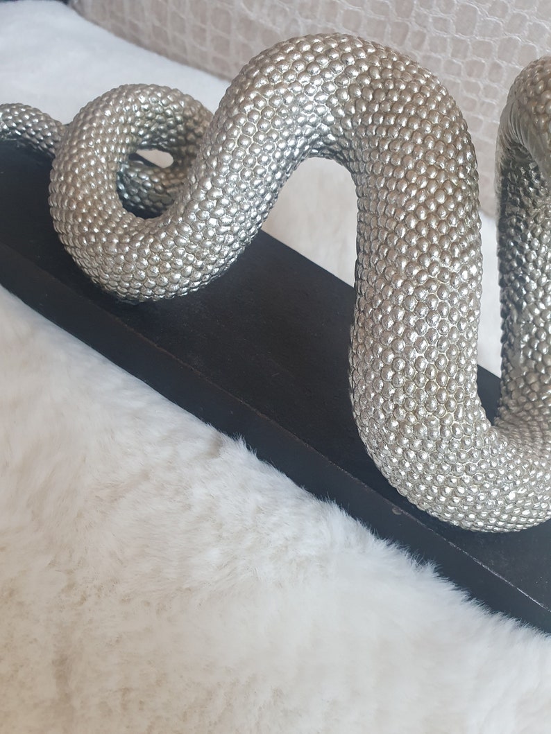 Vintage Silver Snake Sculpture, Realistic Statue Home Decor, Snake ...
