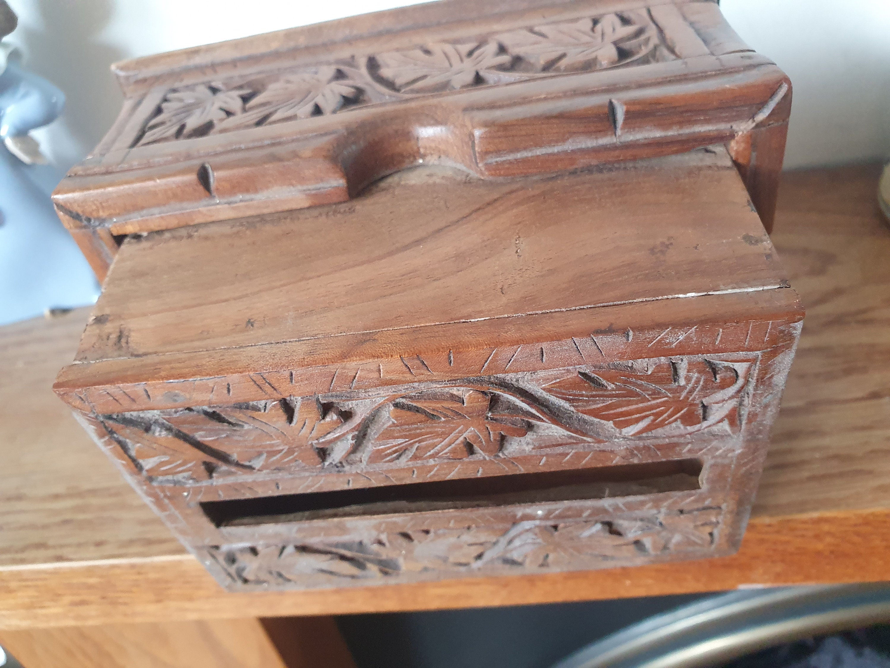 Vintage Wooden Cigarettes Dispenser Box Container, Antique Collection ...