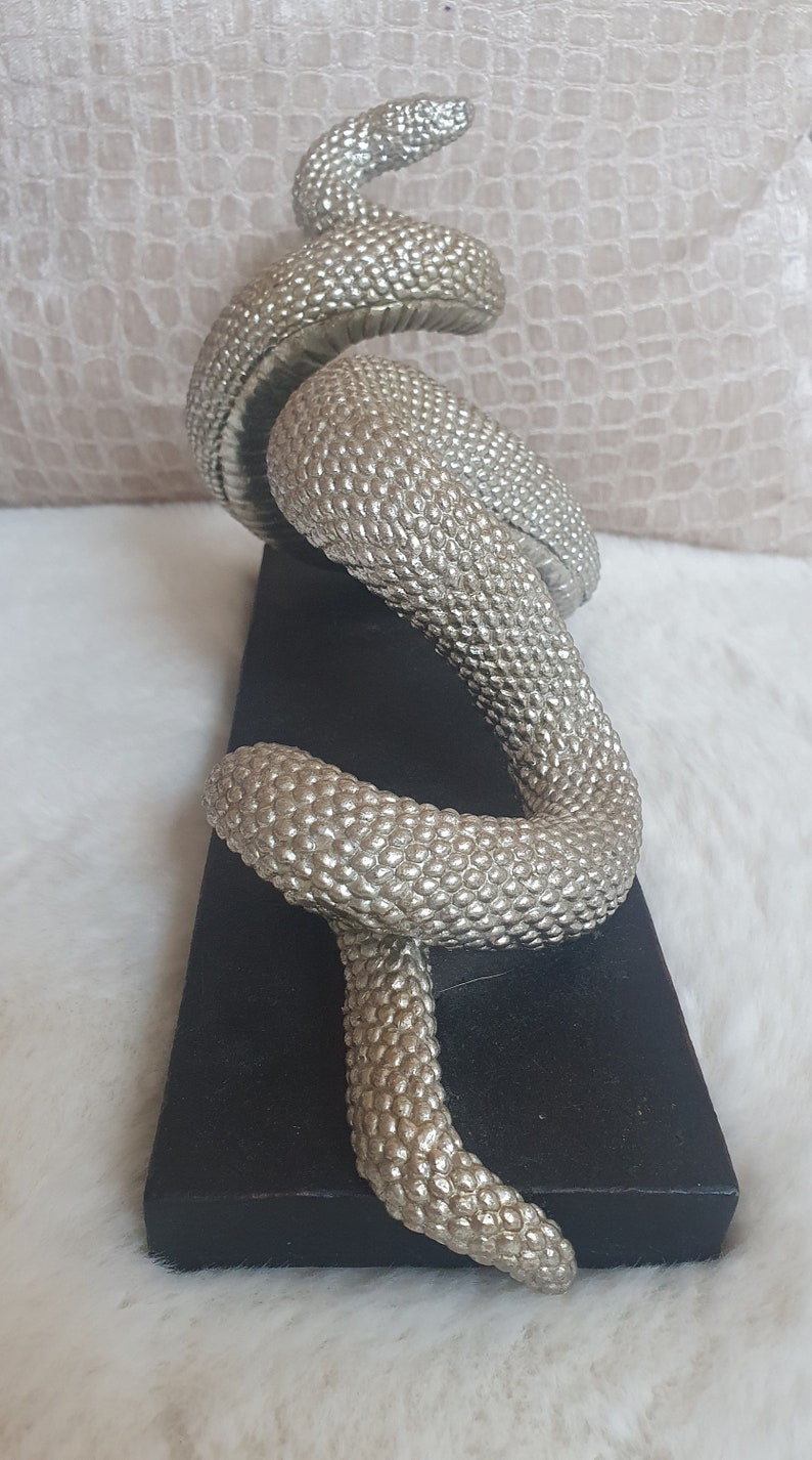 Vintage Silver Snake Sculpture, Realistic Statue Home Decor, Snake ...