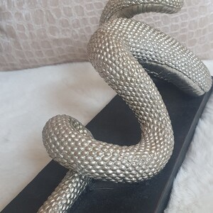 Vintage Silver Snake Sculpture, Realistic Statue Home Decor, Snake ...