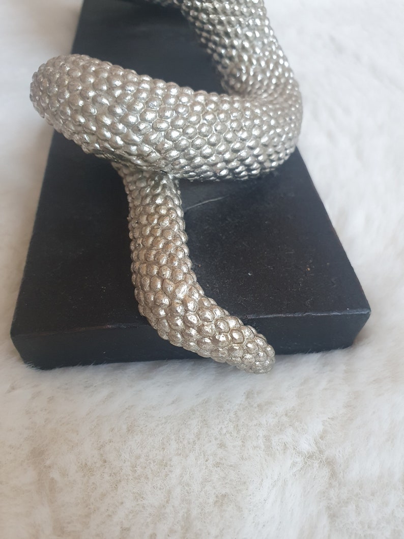 Vintage Silver Snake Sculpture, Realistic Statue Home Decor, Snake ...