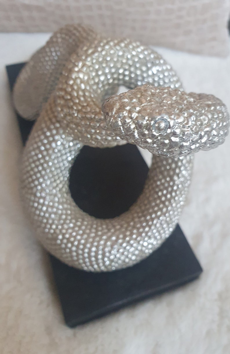 Vintage Silver Snake Sculpture, Realistic Statue Home Decor, Snake ...