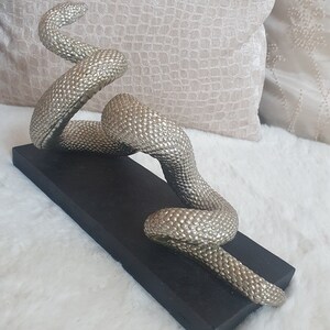 Vintage Silver Snake Sculpture, Realistic Statue Home Decor, Snake ...