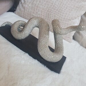 Vintage Silver Snake Sculpture, Realistic Statue Home Decor, Snake ...