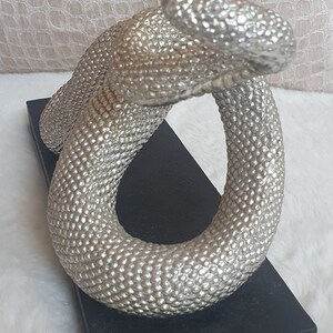 Vintage Silver Snake Sculpture, Realistic Statue Home Decor, Snake ...