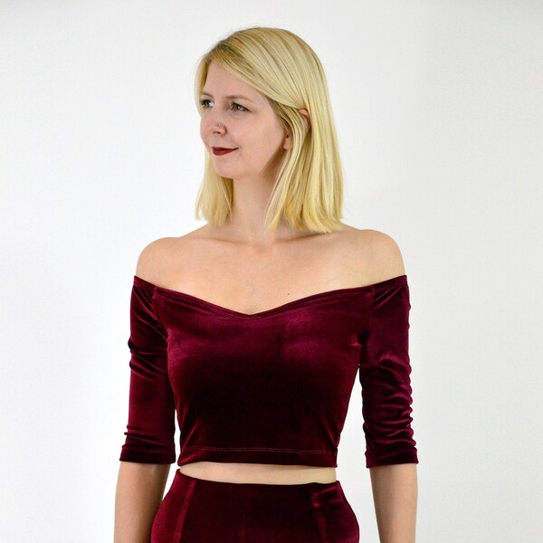 Womens Red Velvet Tops - Etsy UK