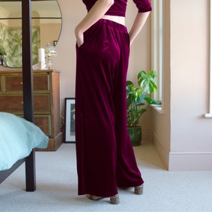 RED VELVET TROUSERS | Red Velvet Wide Leg Lounge Trousers. Velvet High ...