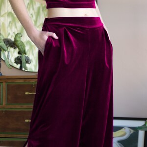 RED VELVET TROUSERS | Red Velvet Wide Leg Lounge Trousers. Velvet High ...