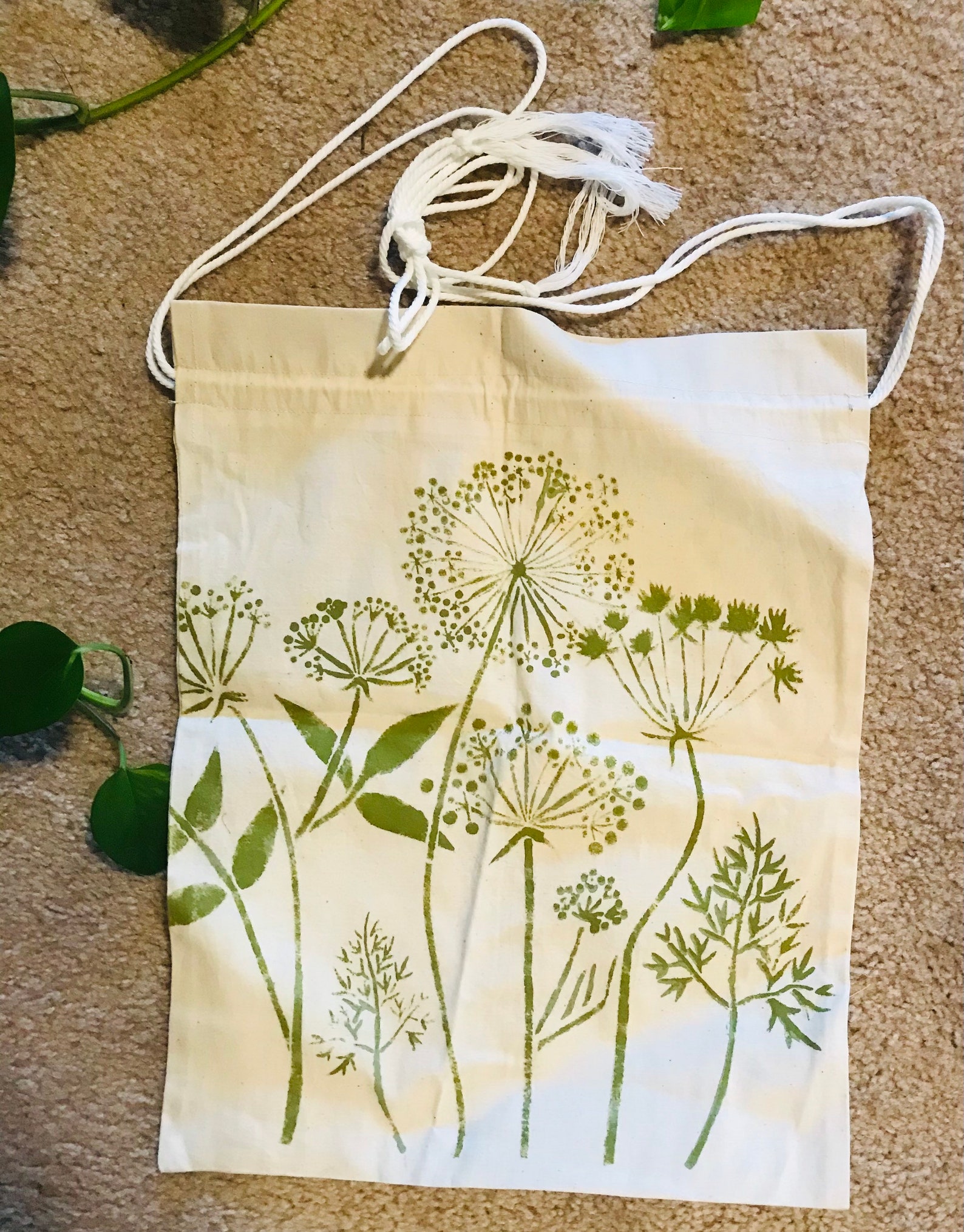Hand Stenciled Unbleached Muslin Tote Bag 17 X 11.5 - Etsy