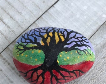 Painted Rock Bohemian Tree of Life PAPERWEIGHT Painted Rock | Etsy
