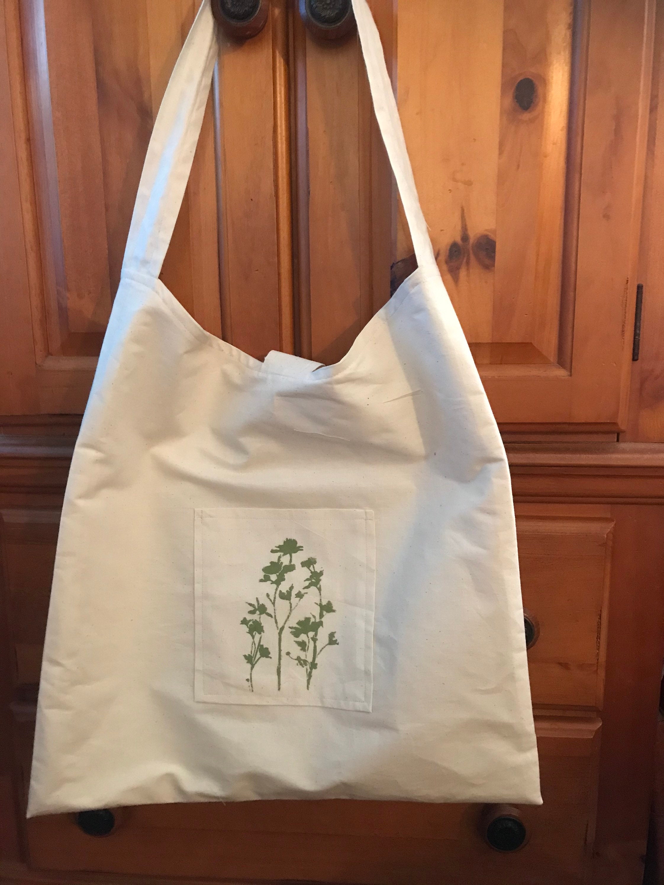 Hand Stenciled Unbleached Muslin Tote Bag 17 X 17 | Etsy