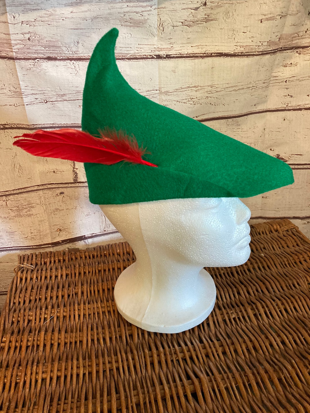 Robin Hood Peter Pan Woodland Hat With Real Feathers in Green Felt Also ...