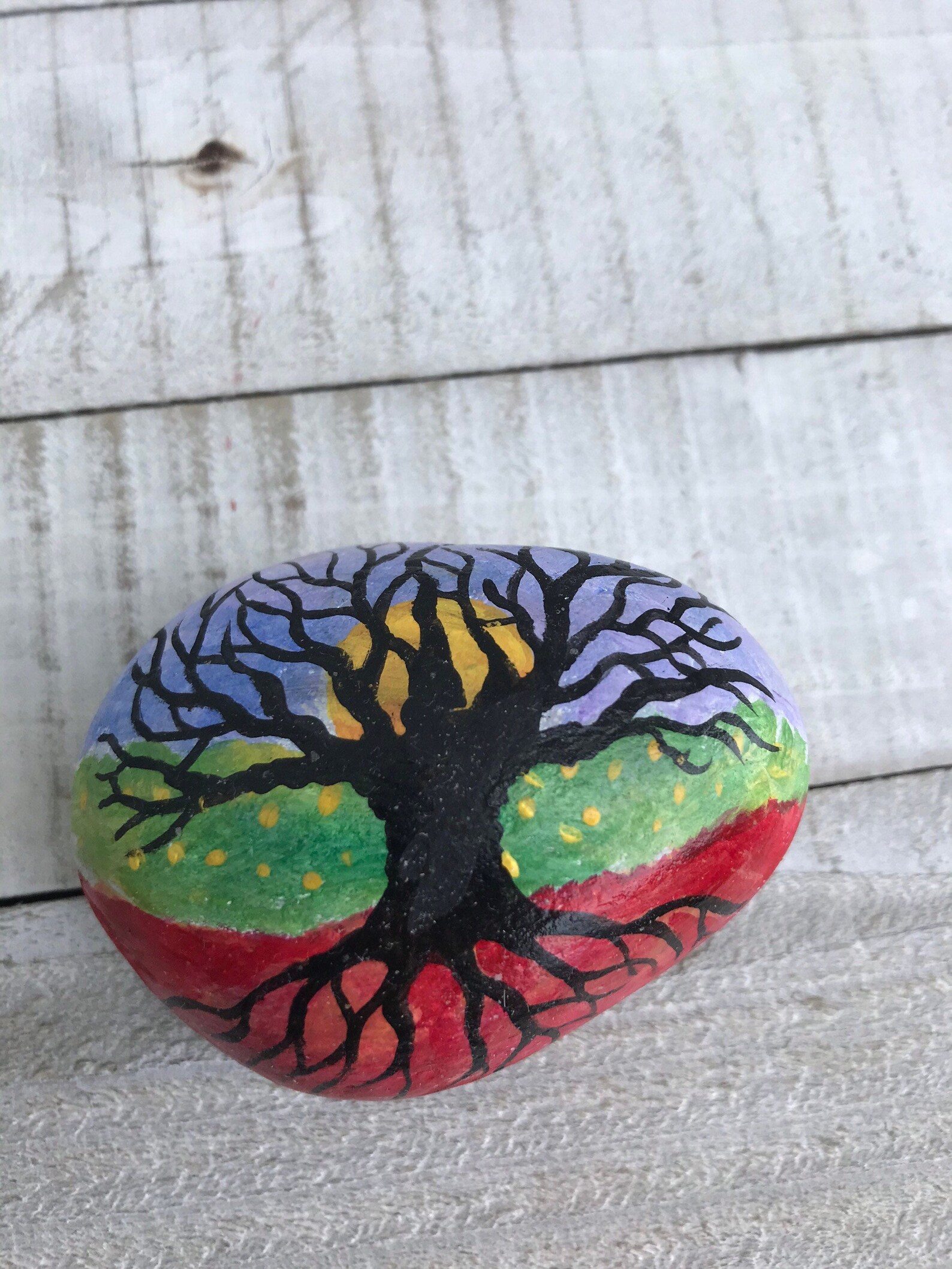 Painted Rock Bohemian Tree of Life PAPERWEIGHT Painted Rock | Etsy