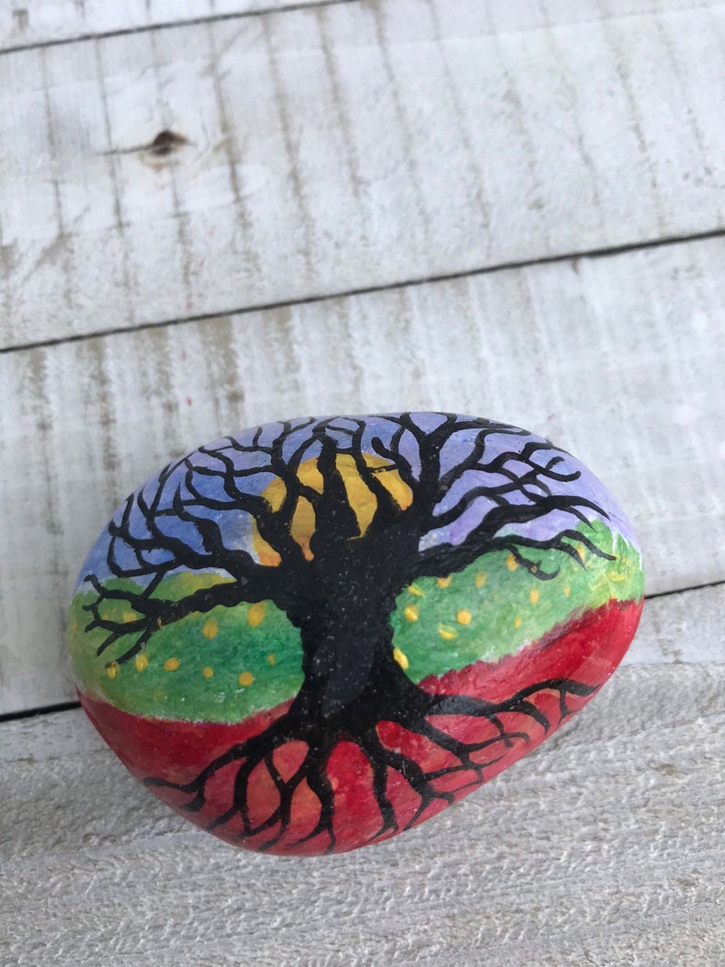 Painted Rock Bohemian Tree of Life PAPERWEIGHT Painted Rock | Etsy