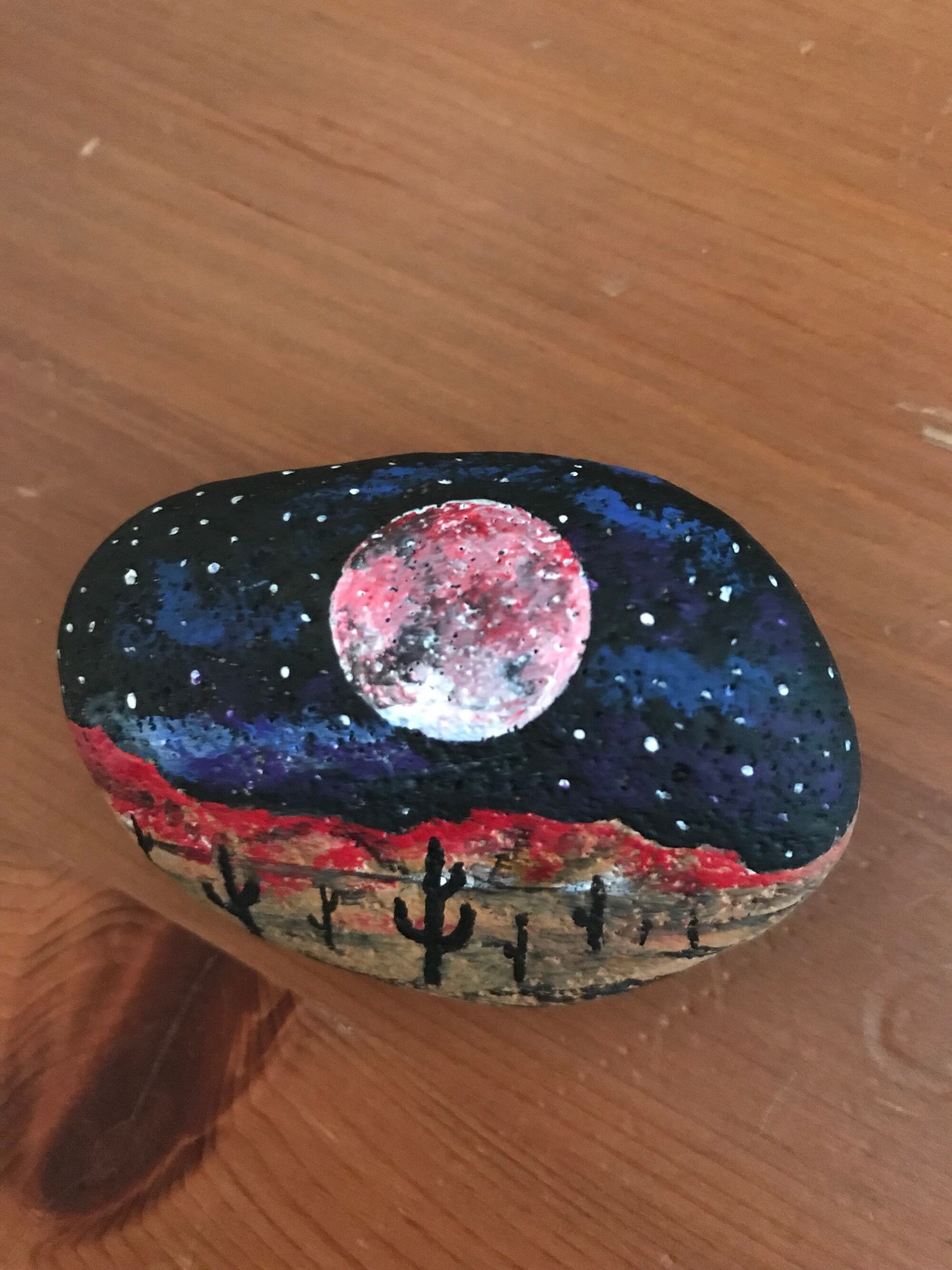 Painted Rock Desert Blood Moon Scene PAPERWEIGHT Painted Rock | Etsy