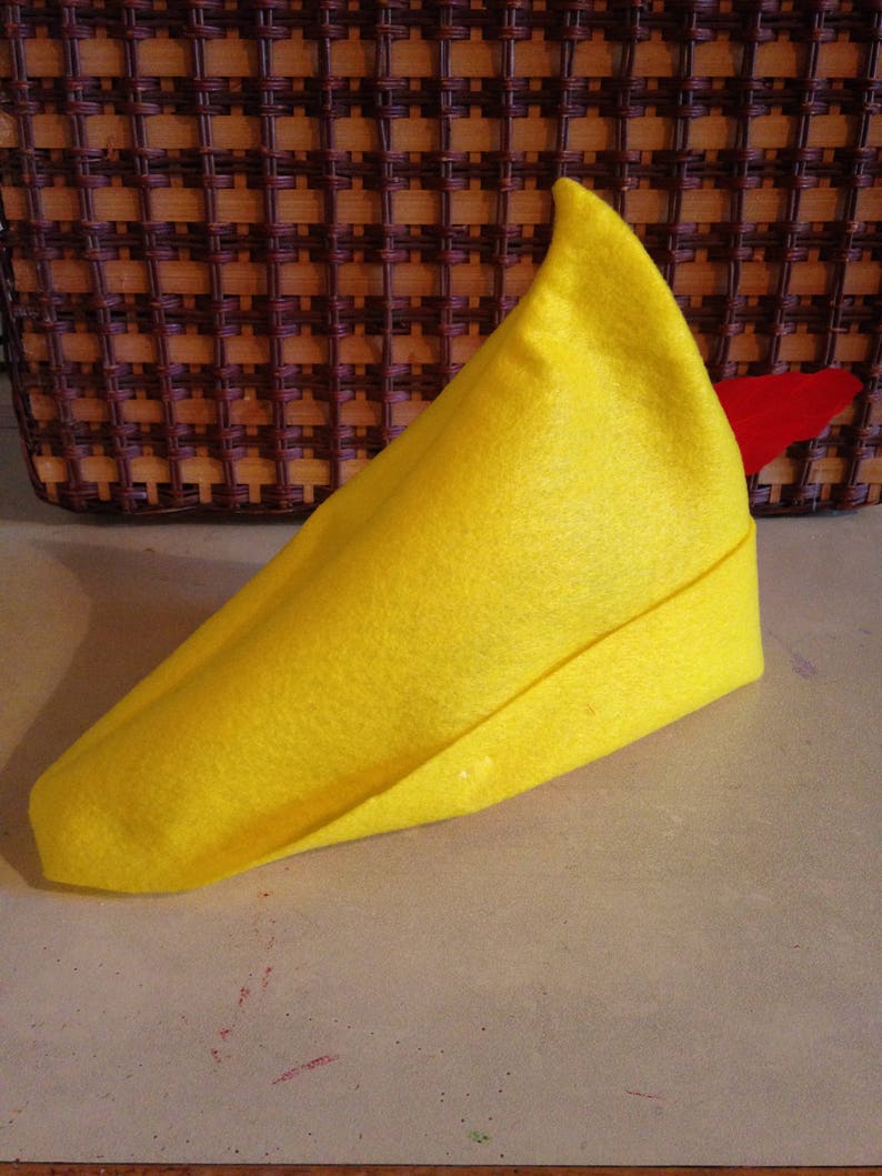 Robin Hood Peter Pan Yellow Felt Hat Real Red Feather - Etsy