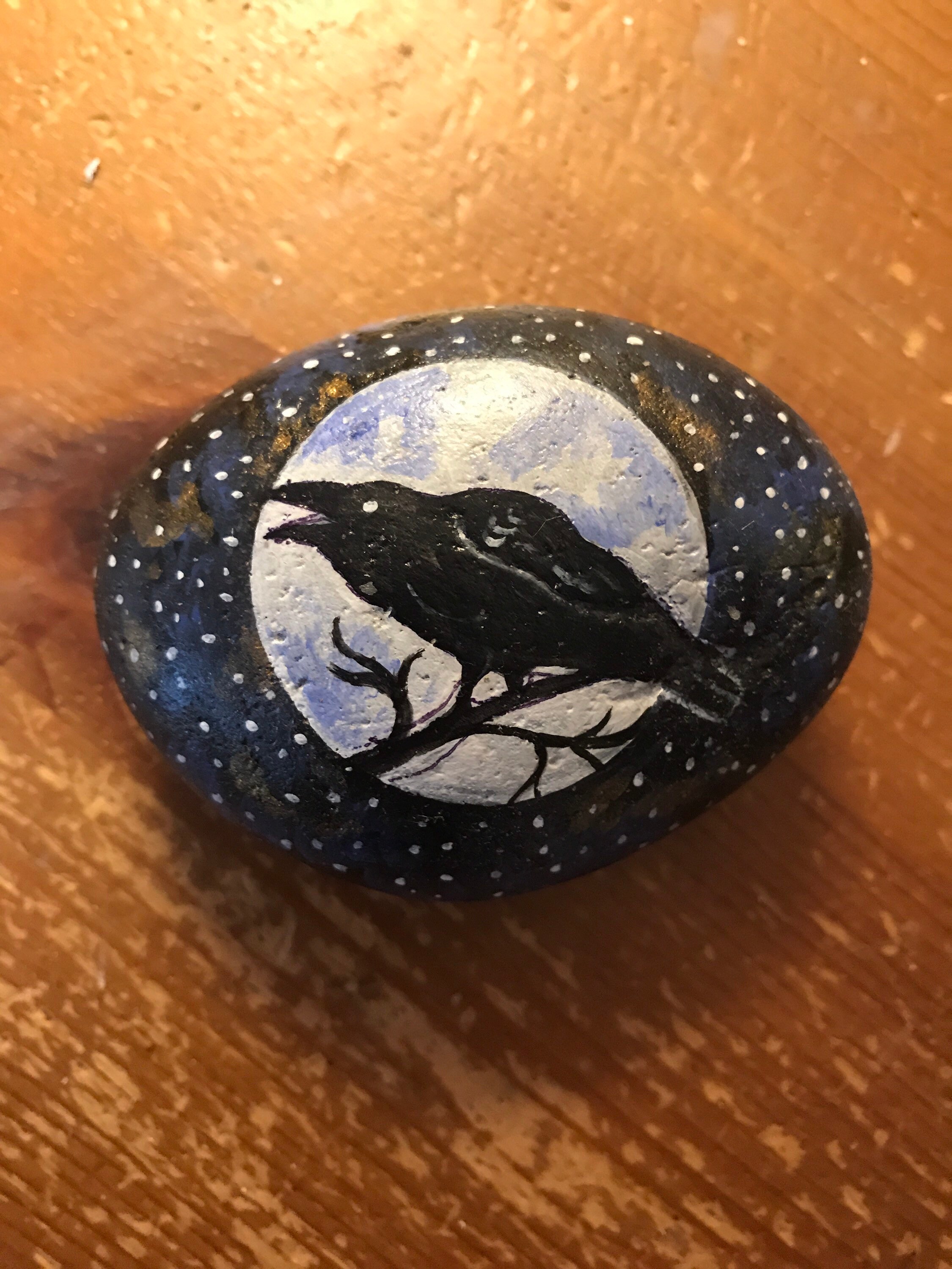 Painted Rock Mystical Crow Design PAPERWEIGHT Painted Rock | Etsy