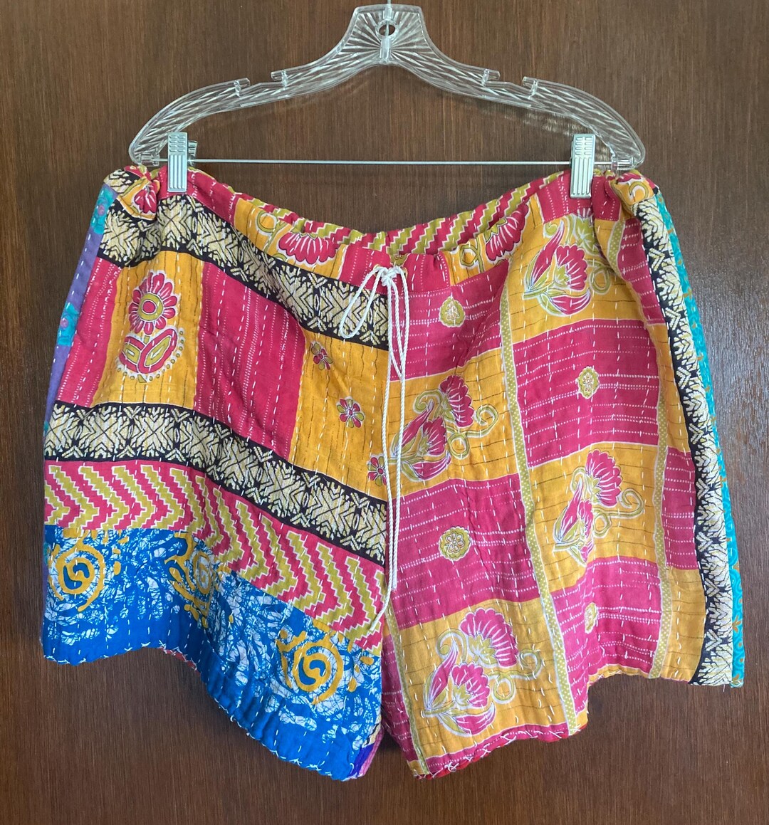 Vintage Kantha Adult Bohemian SHORTS Size Large to Xlarge Waist 46/48 ...