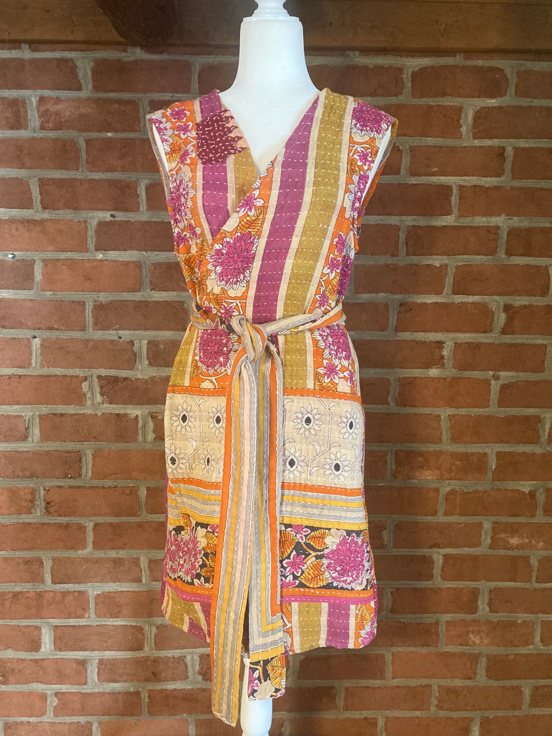 Vintage Kantha Wrap Dress Bohemian One of a Kind Ready to Ship Size ...