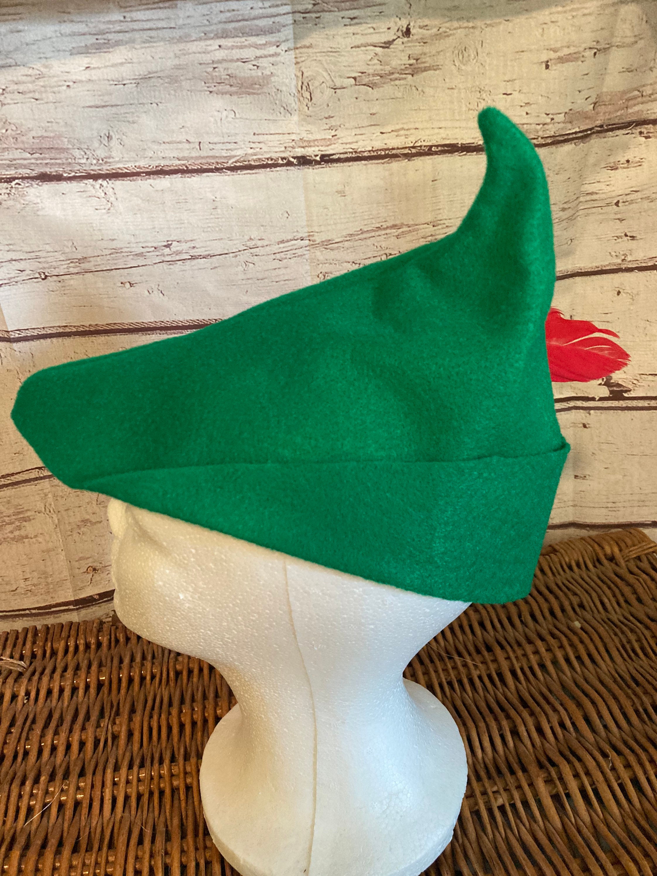 Robin Hood Peter Pan Woodland Hat With Real Feathers in Green Felt Also ...