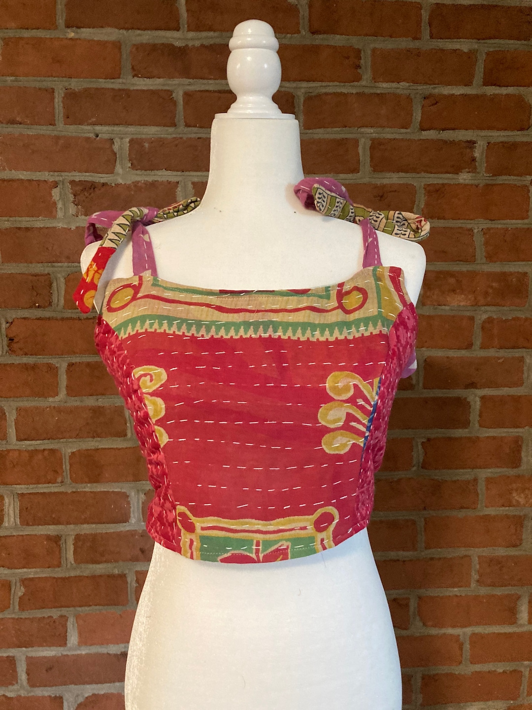 Vintage Kantha Bohemian Hippie HALTER Top Xsmall to Large Reversible ...