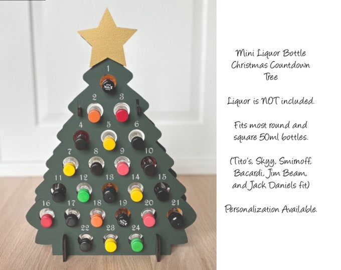 Mini Liquor Bottle Christmas Countdown Tree, Laser Cut Mini Liquor ...
