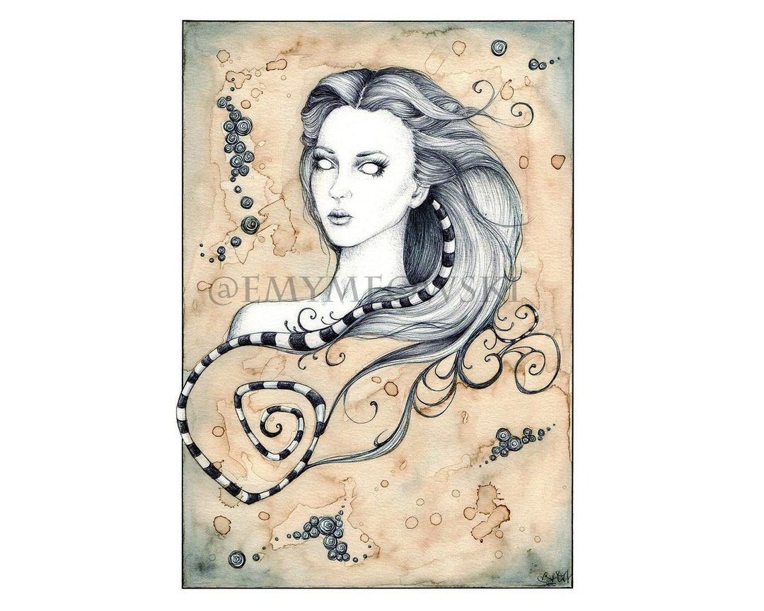 VIRGO Starsign Zodiac A4 Art Print | Watercolour, Coffee & Pen ...