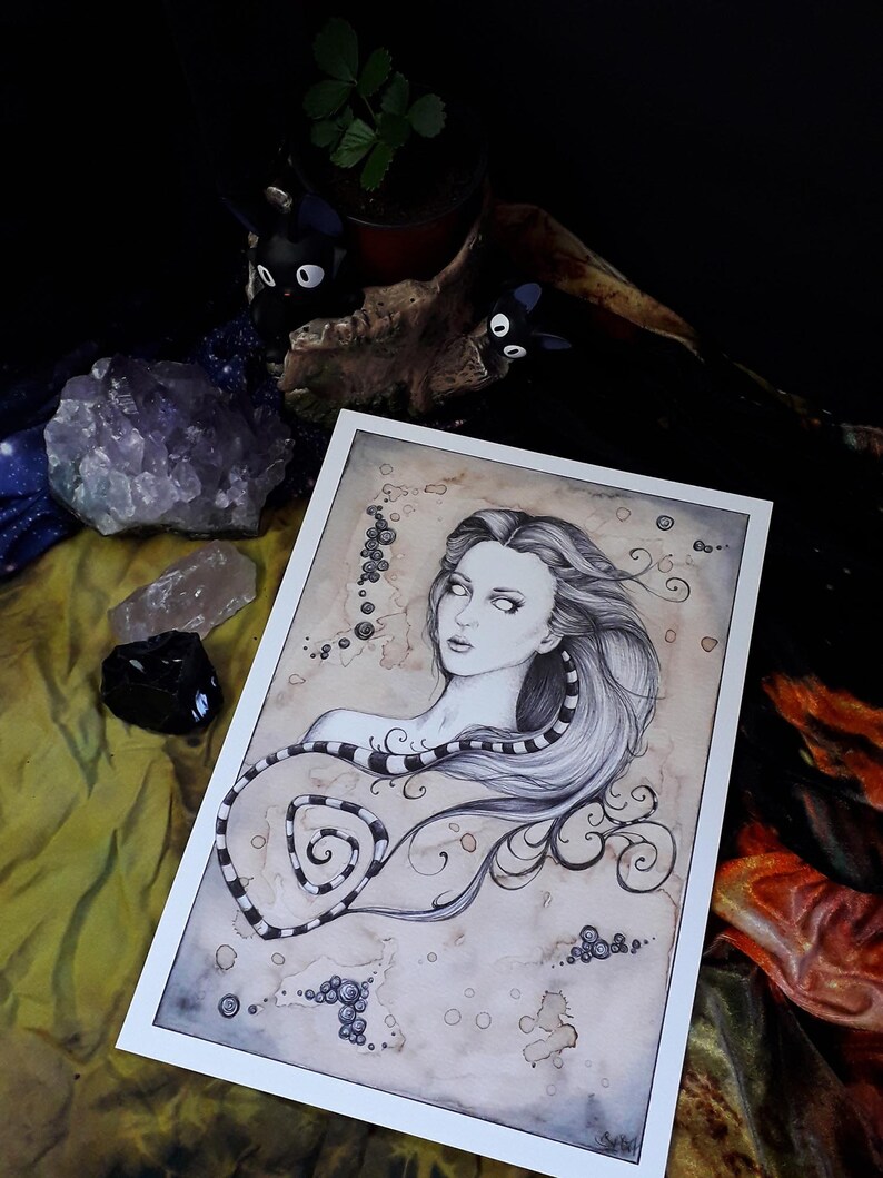 VIRGO Starsign Zodiac A4 Art Print | Watercolour, Coffee & Pen ...