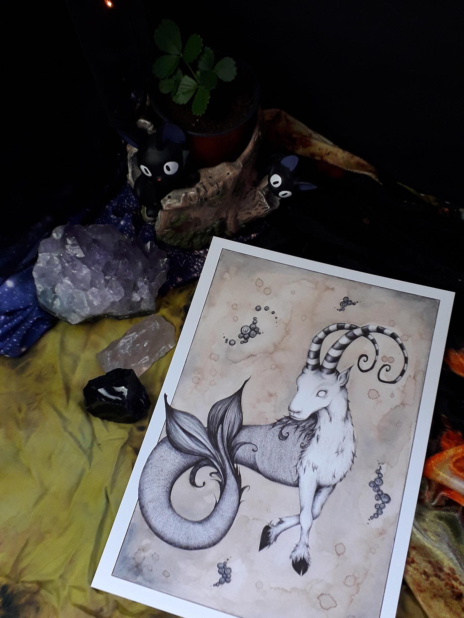 CAPRICORN Starsign Zodiac A4 Art Print | Watercolour, Coffee & Pen ...