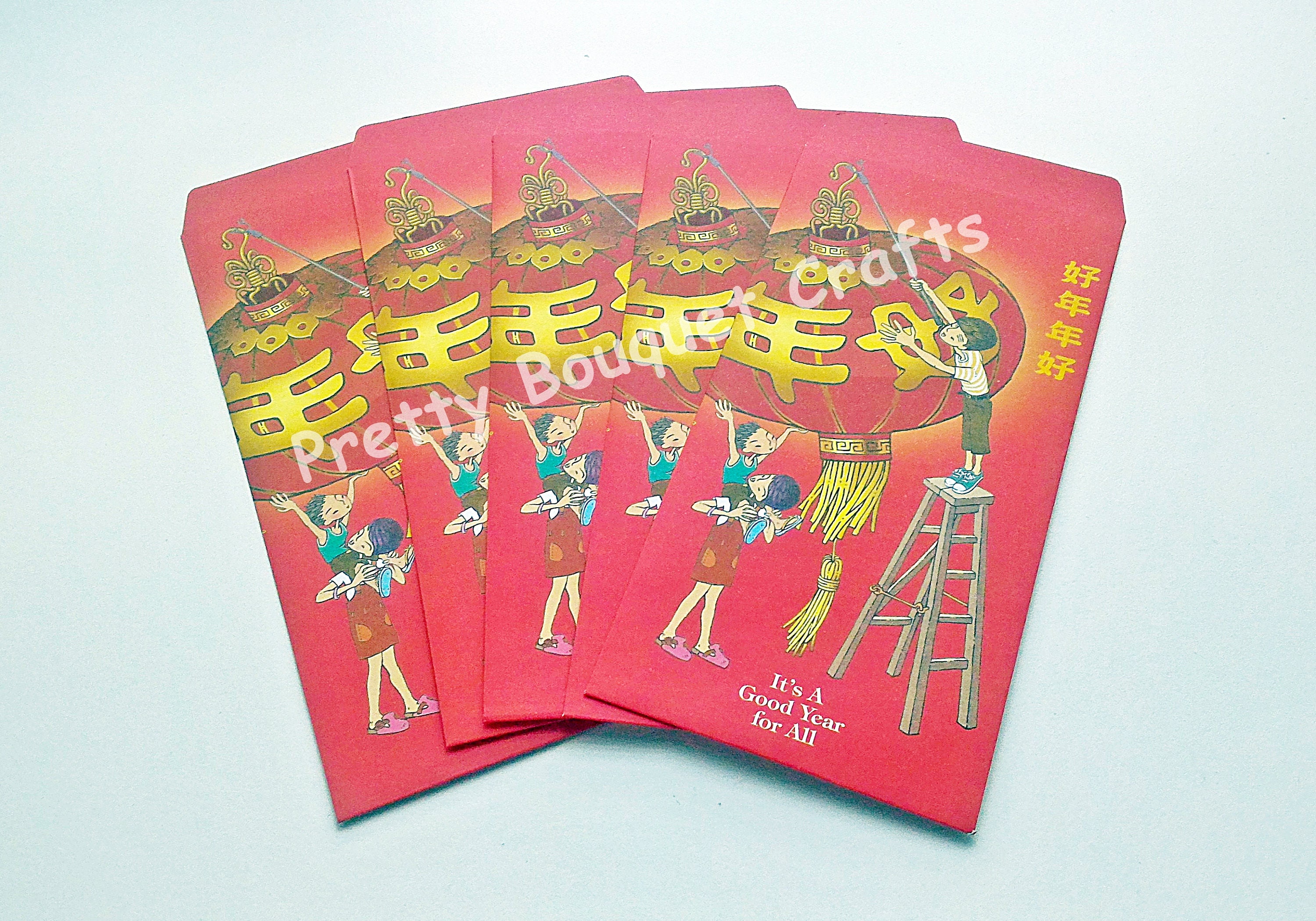 Set of 5 Chinese Red Packetmoney Envelopeschinese Hong Baochinese Lucky ...