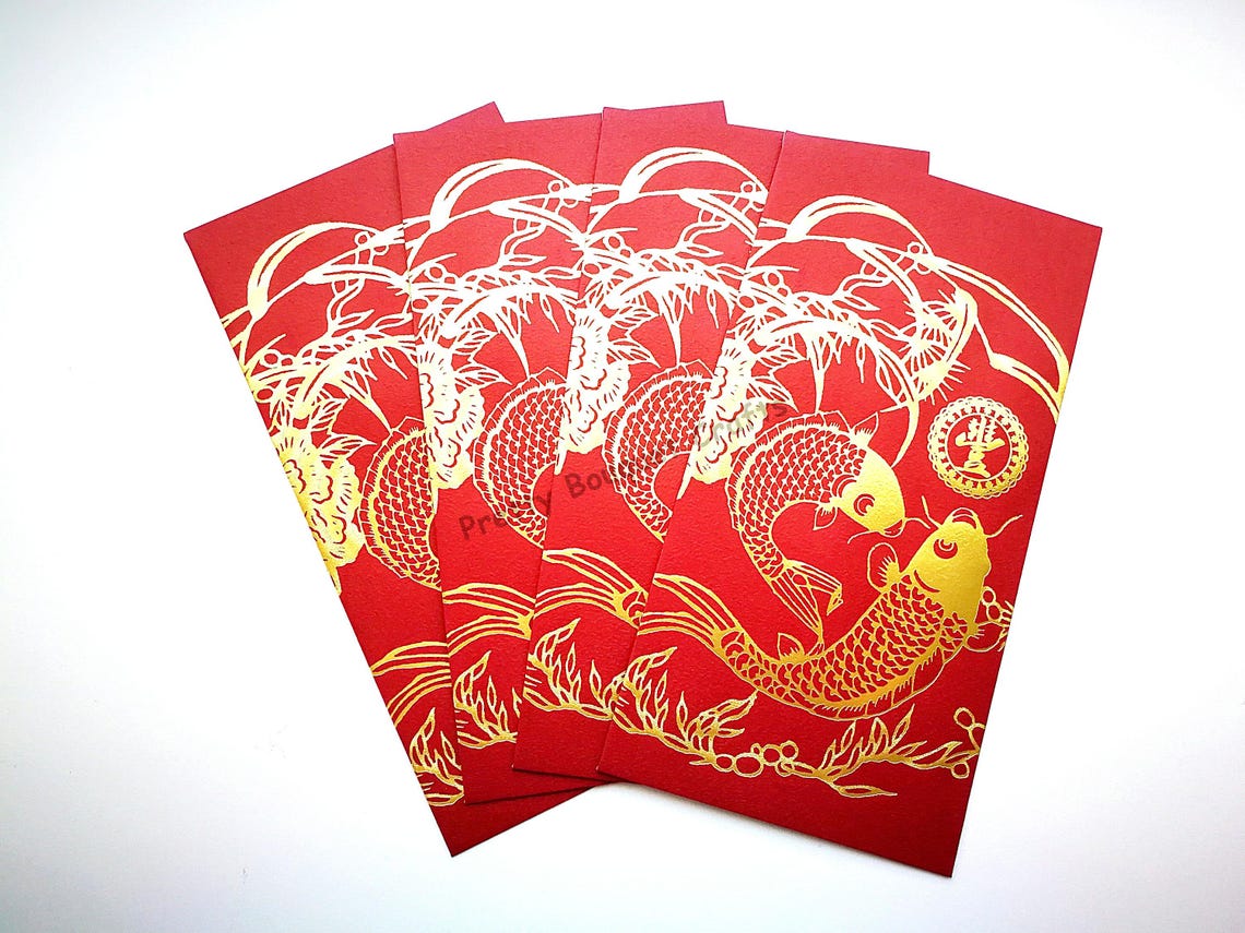 Set of 4 Chinese Lucky Packet|chinese Hong Bao|chinese Lucky Envelopes ...