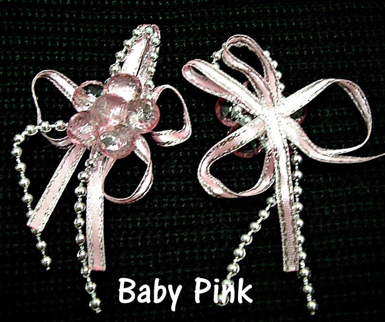 16pcs - 8 Pairs Assorted Design Acrylic Flower Ribbon Bow|pink Flower ...