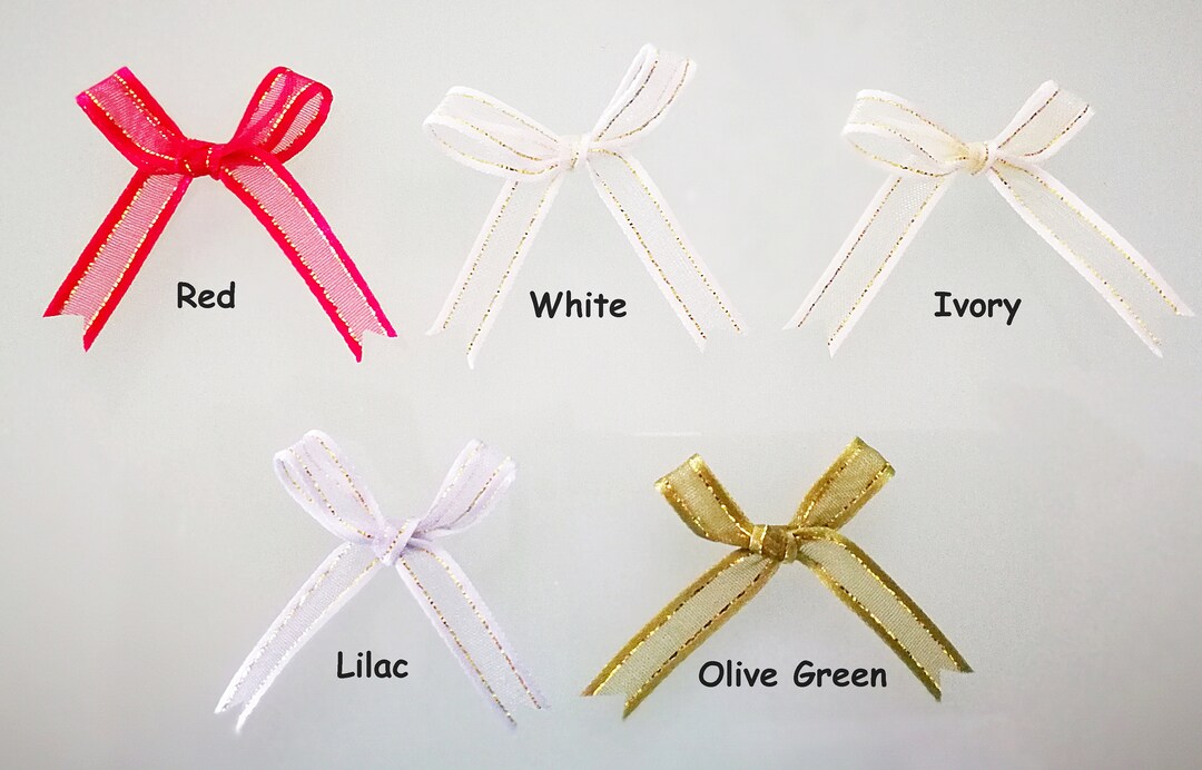 Pre-tied Organza Bows: Gold Line Satin Edge Ribbon, Applique ...