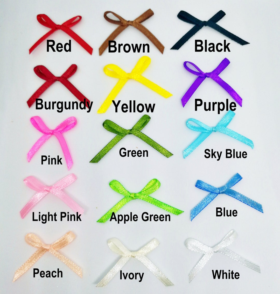 Pre-tied Satin Ribbon Bows: Tiny Applique Embellishments - 25/50/100 ...