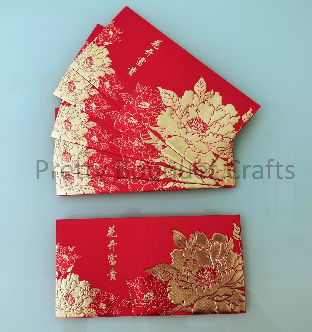 Set of 3 Water Resistant Chinese Red Packet|money Envelopes| Flower ...