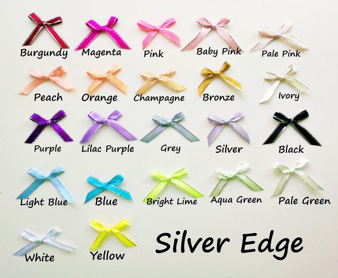 Pre-tied Ribbon Bow|ready to Use SILVER EDGE Mini Satin Ribbon Bow|pack ...
